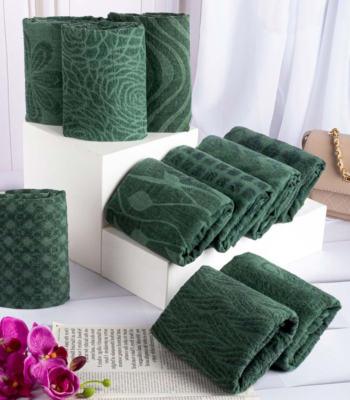 شال سبز ساده نخی بهاره تابستانی شیک جدید دخترانه با قیمت مناسب